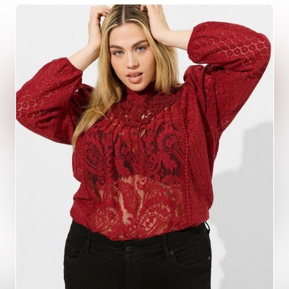 torrid | Tops | Nwt Torrid Mixed Lace High Neck Top | Poshmark